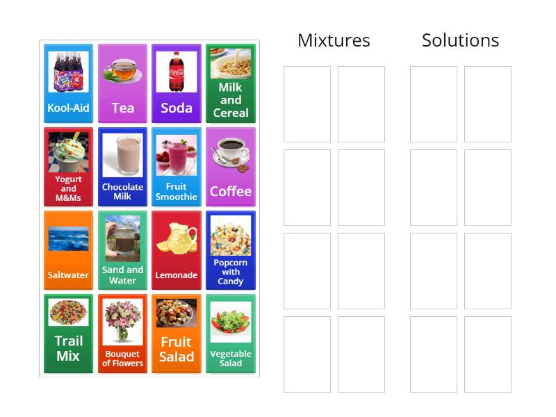 Mixtures and Solutions - Group sort