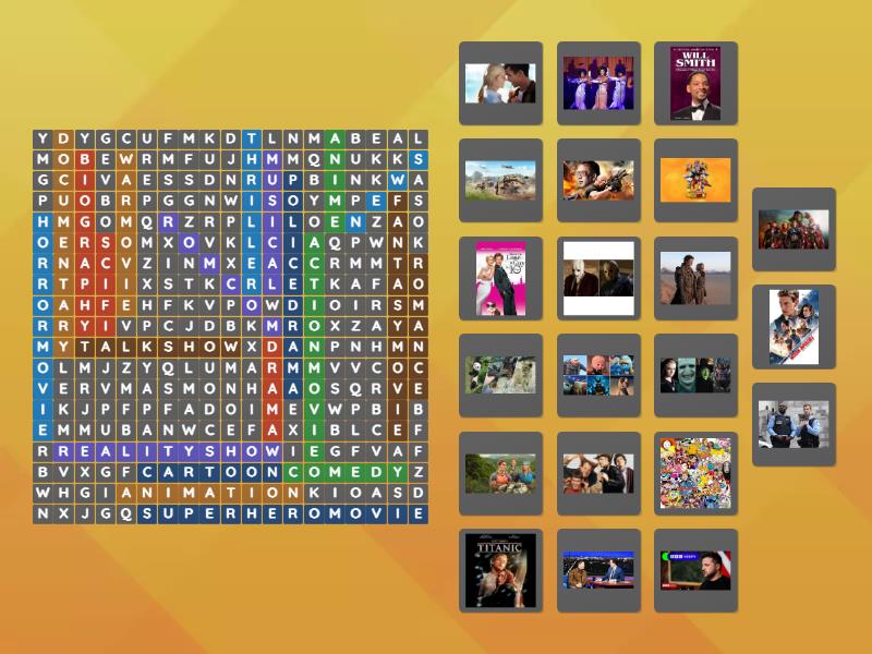 Movies and TV - Wordsearch