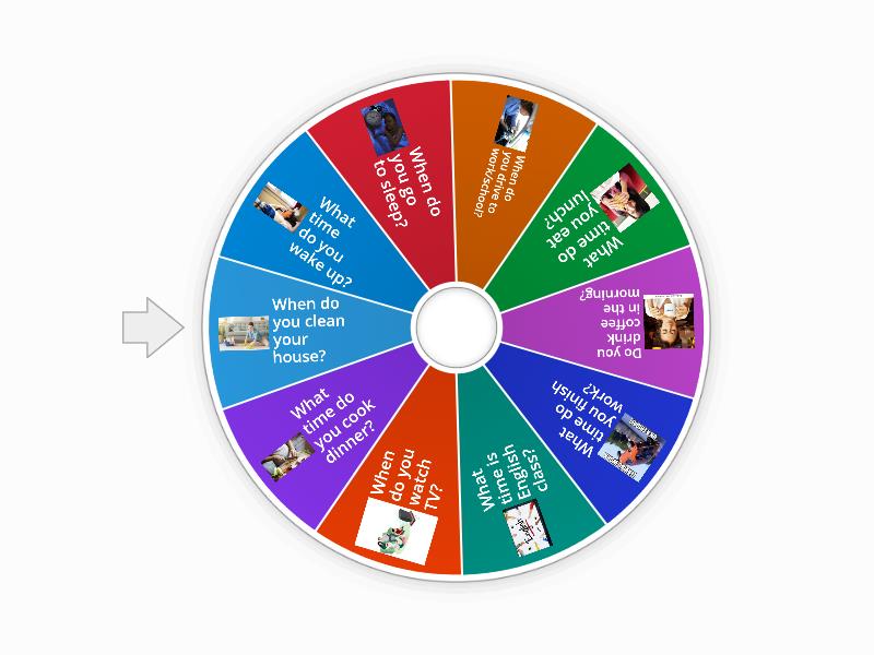Daily Activities Lesson 2 Time/Routines Conversation Wheel - Spin the wheel