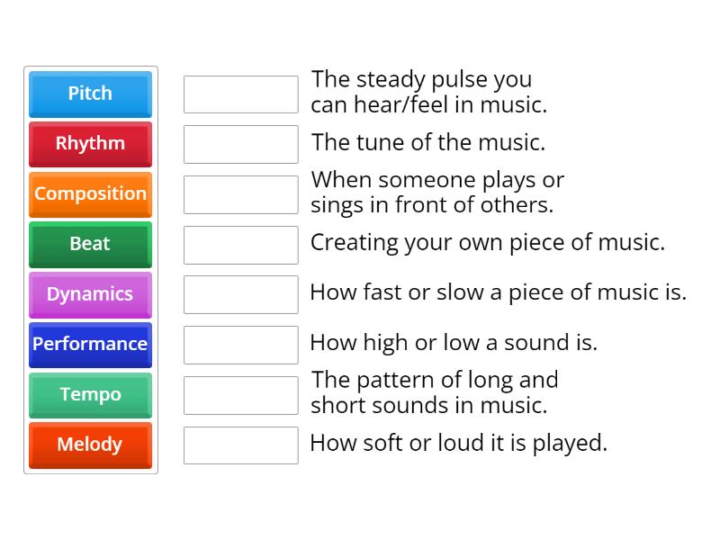 Year 1 Music Vocabulary Recap - Match up