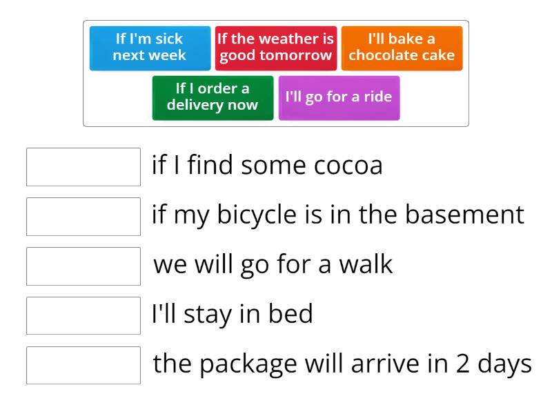 First conditional - Une las parejas