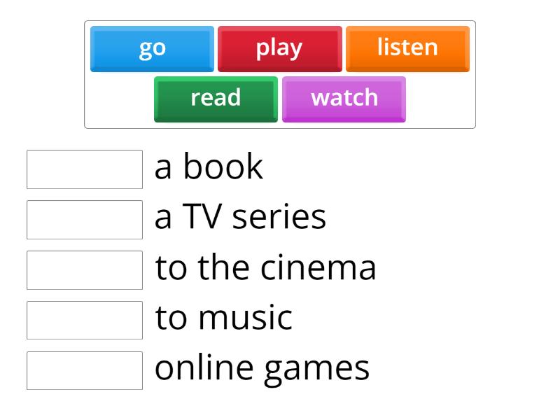 Match the verbs to the words/phrases to make free-time activities (Flash 5, module 1) - Match up