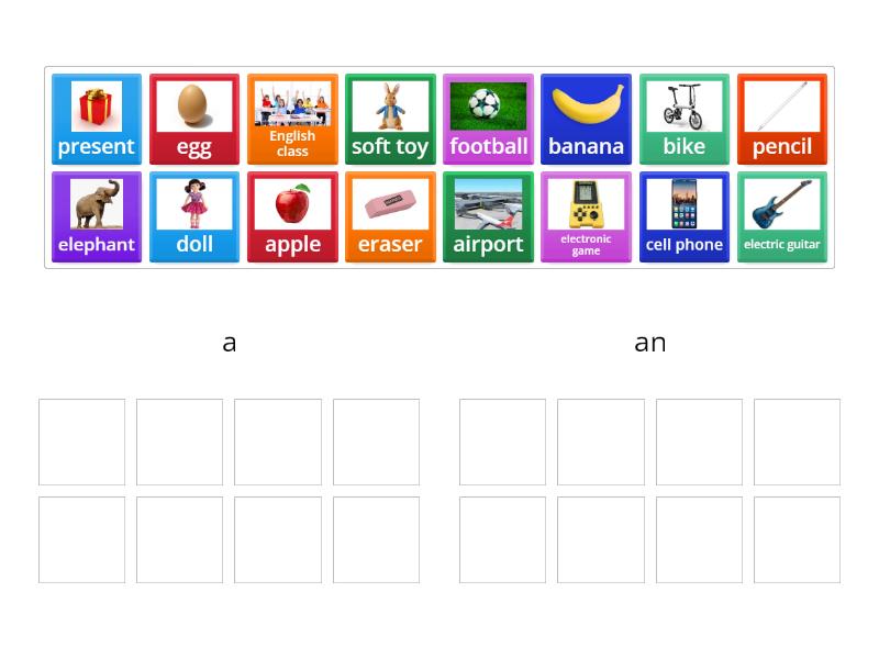 Indefinite Articles: a / an - Group sort