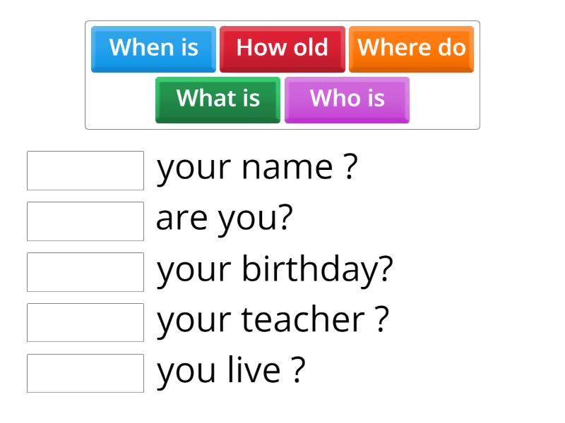 Match them up. - Match up
