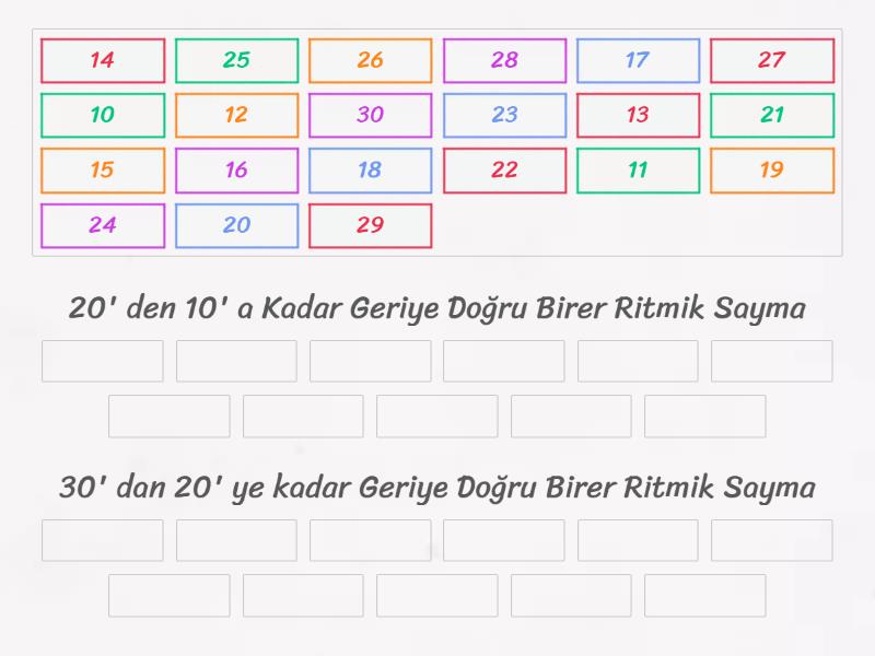 Geriye Doğru Birer Ritmik Sayma - Group sort