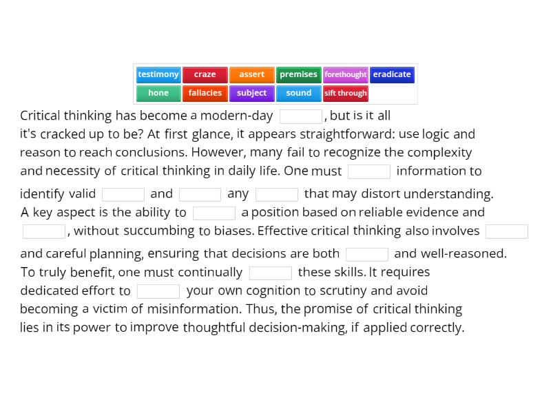How Can We Improve Critical Thinking?﻿ - Complete the sentence