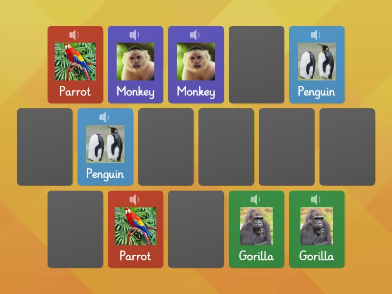Exotic Animals - memory game - Parejas