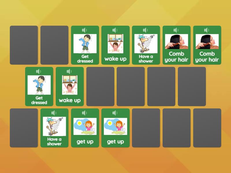 Daily Routine Words - Matching pairs