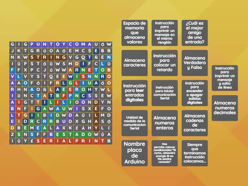 Instrucciones Básicas Arduino - Sopa de letras