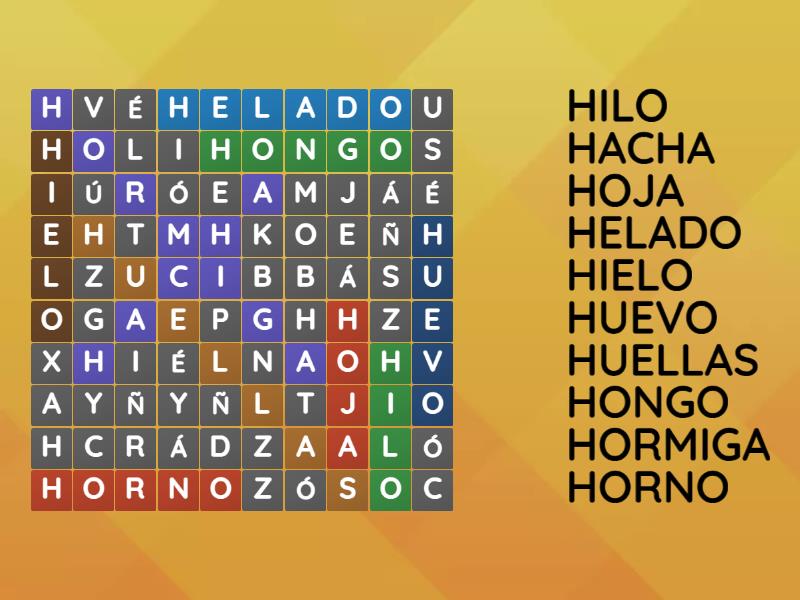 PALABRAS CON H - Sopa de letras