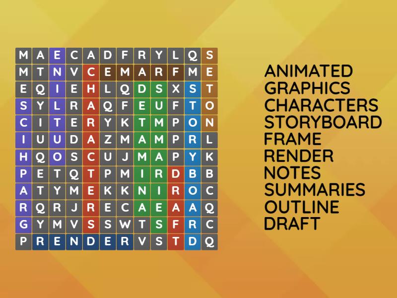 Animated movies - Wordsearch