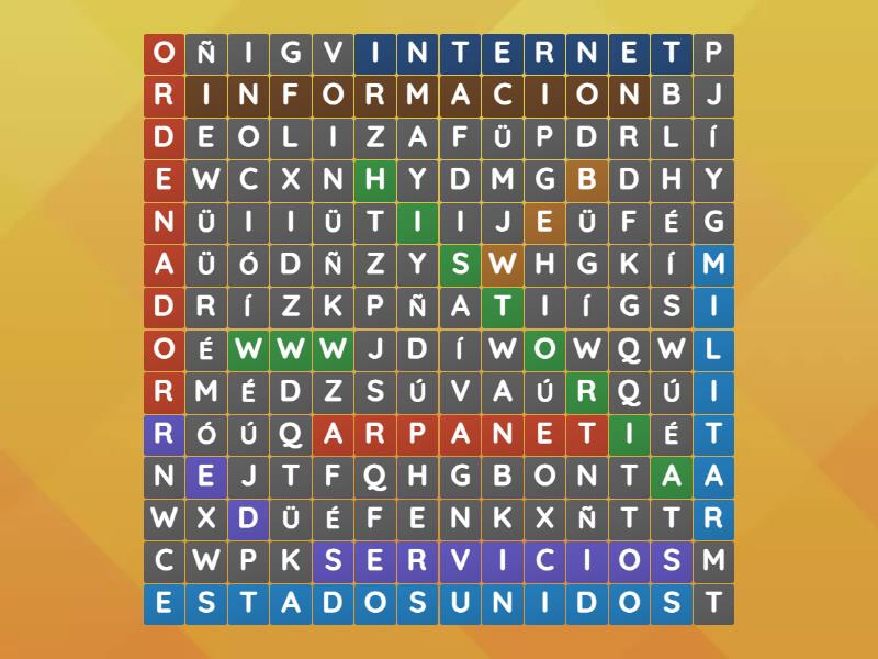 Sopa de letras de Internet. - Wordsearch
