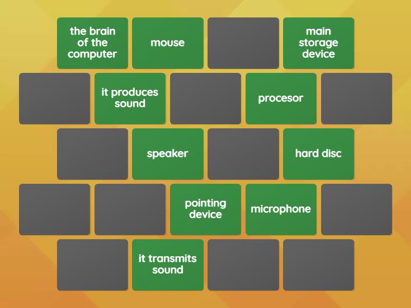 PARTS OF A COMPUTER - Matching pairs