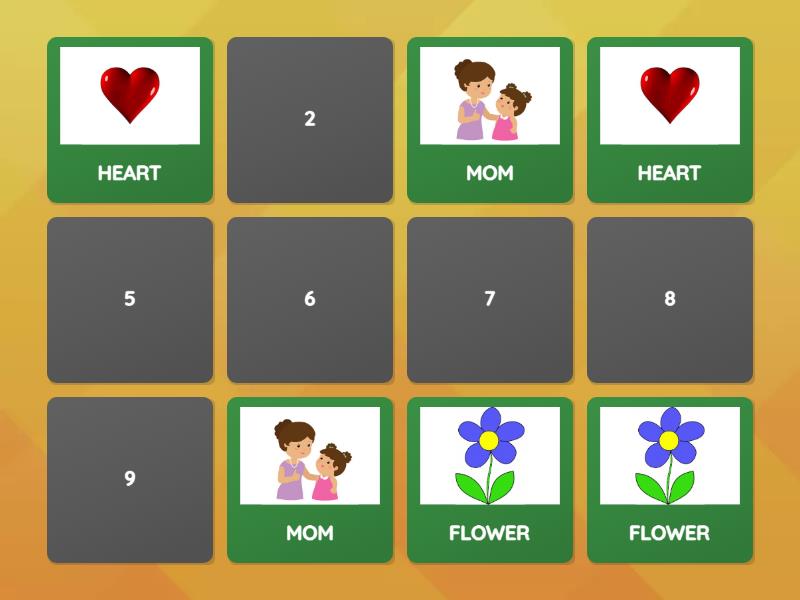 Mother's Day Memory Game - Matching pairs