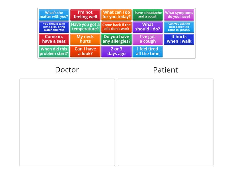 At the doctor - Categorize