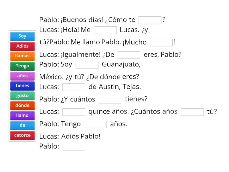 Saludos y preguntas simples - Complete the sentence