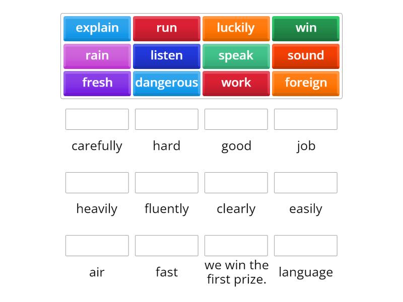 adverb matching - Match up