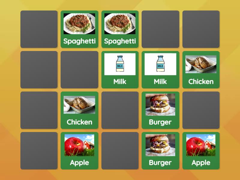 Food memory game - Matching pairs