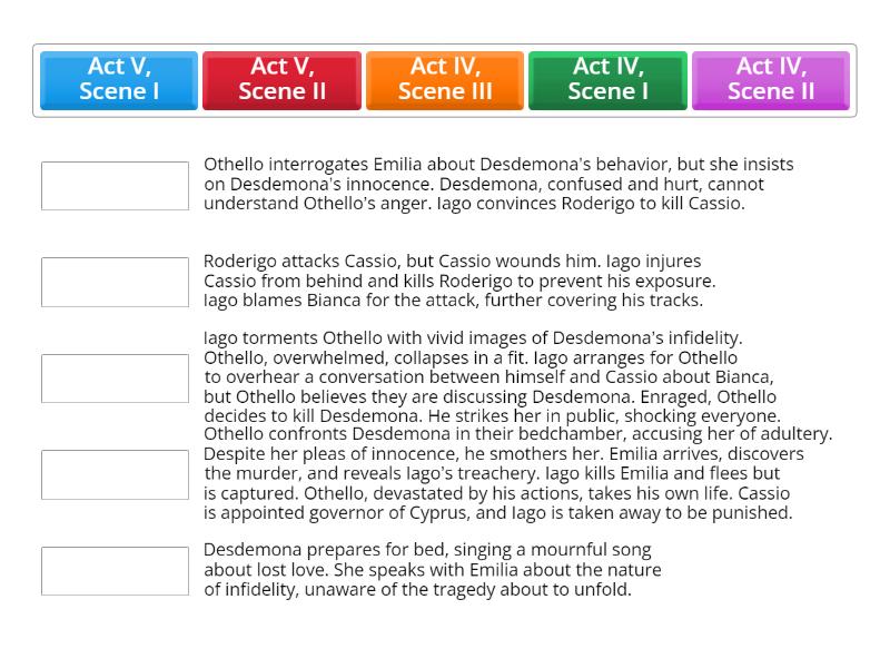 Othello Act IV and Act V - Match up