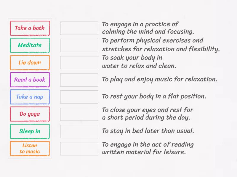 Rest - Vocabulary - Match up