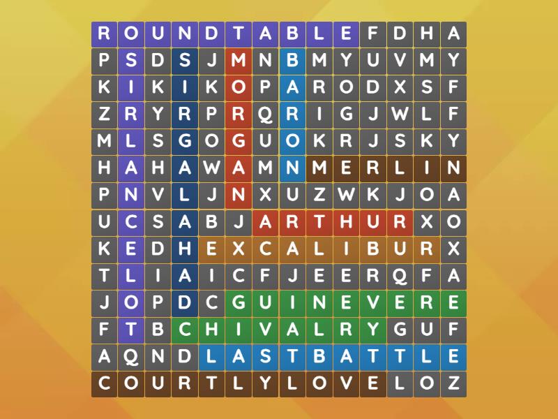 wordsearch King Arthur - Sopa de letras