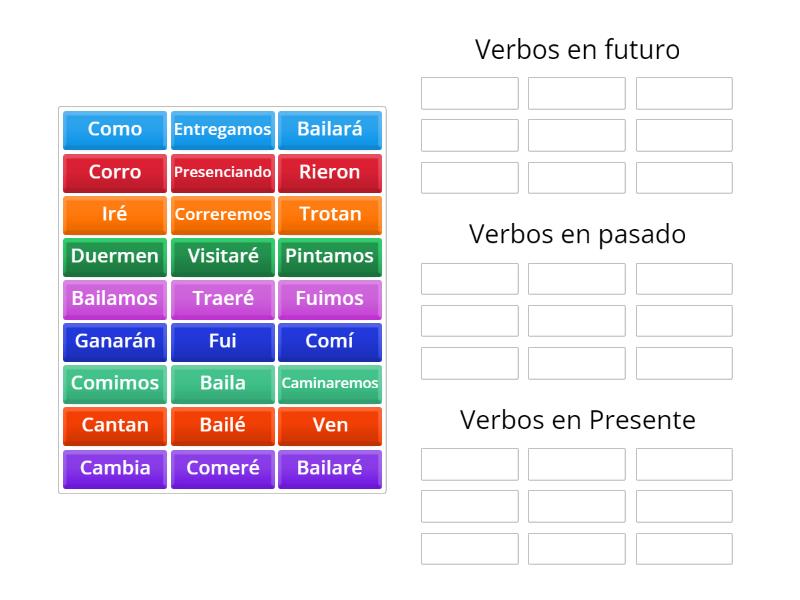 Verbos en diferentes tiempos - Group sort
