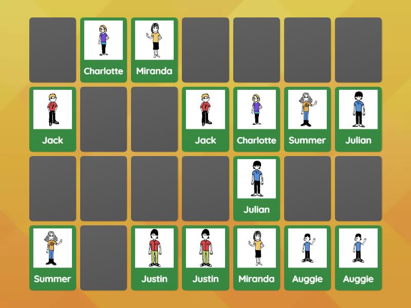 Wonder - characters - Matching pairs