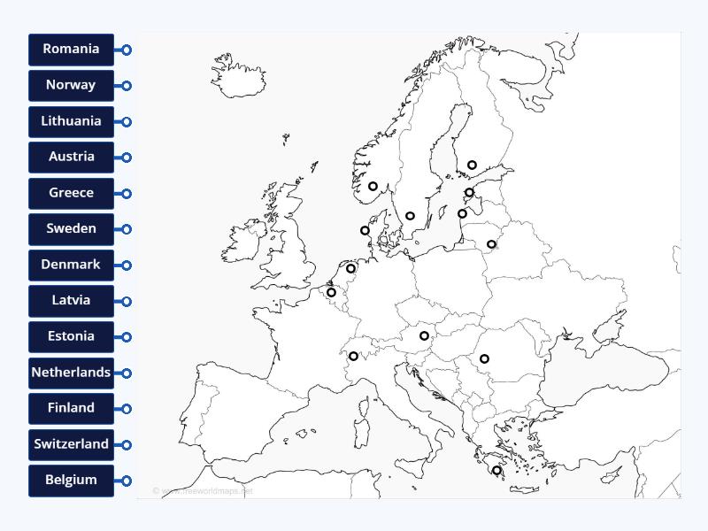 Countries and Nationalities Europe B1 - B2 - Labelled diagram