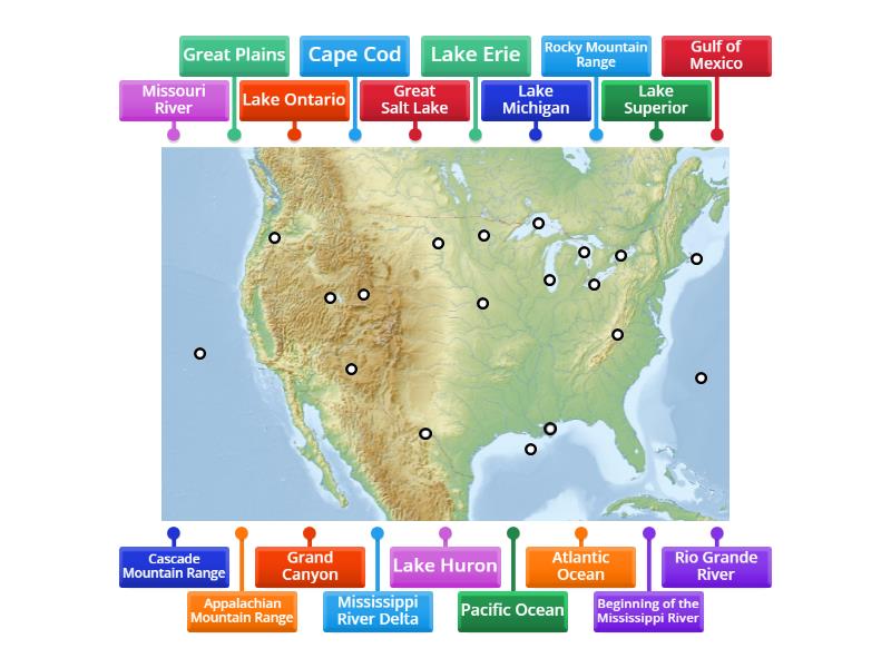 United States Physical Landforms - Imagem com legenda