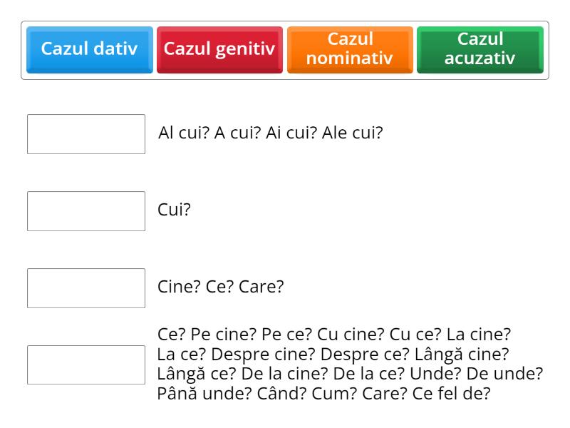 Cazurile substantivului - intrebari - Match up