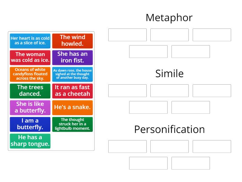 Similes, Metaphors, Personification - Group sort