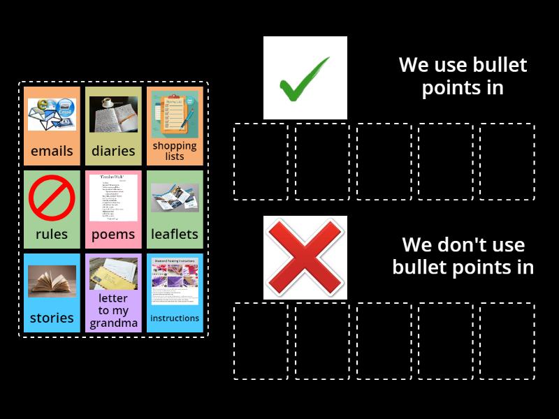 AS4 U3 writing using bullet points - Group sort