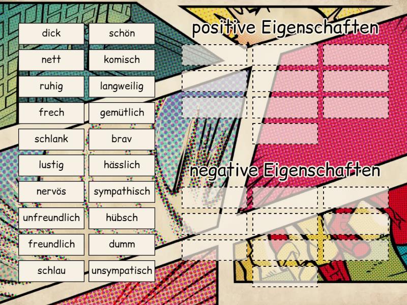 Welche Eigenschaften findet man positiv und welche negativ? - Group sort