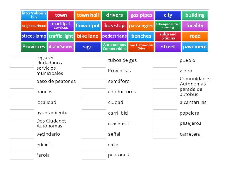 vocabulario de cono - Match up