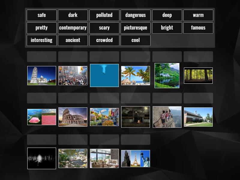 Adjectives to describe places A1 - Match up