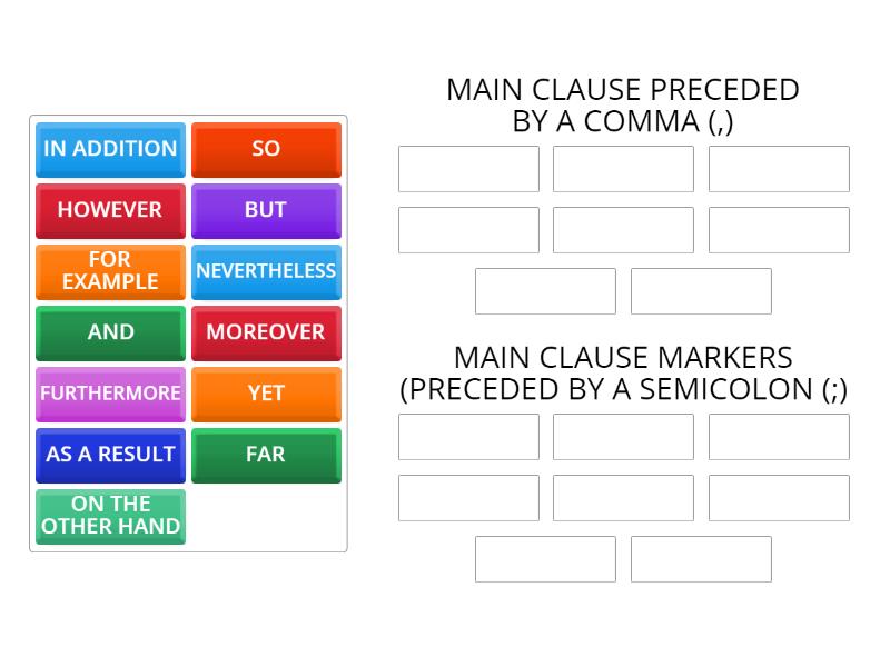 CLAUSE MARKERS IN MAIN CLAUSES- ZAVAMA TOEFL - Group sort