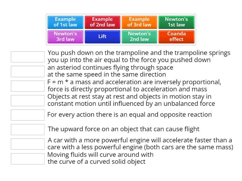 Newton's Laws and Lift - Match up