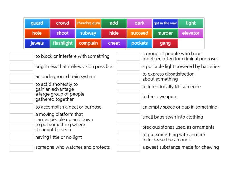 Sarah Tops - Vocabulary Game - Match up