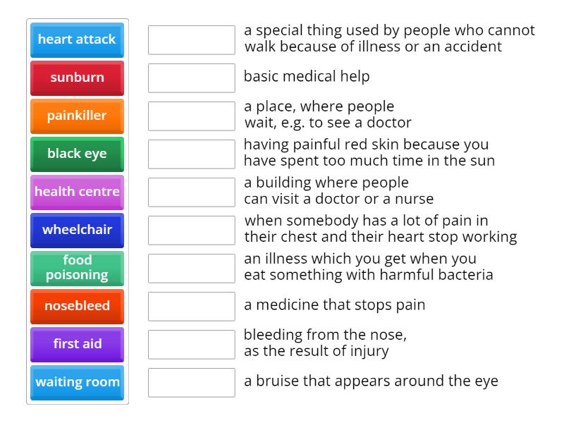 Gateway B1 Unit 4 Compound nouns: health and medicine - Match up