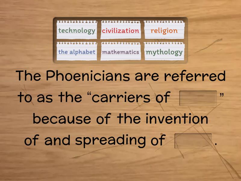 Bellringer - Phoenician Cloze Game - Complete the sentence