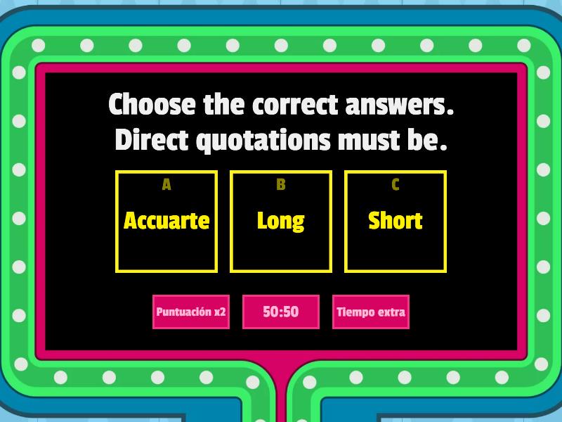 Academic Writing - Gameshow quiz