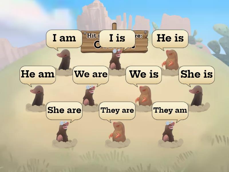 P1-P2: verb to be (is/am/are) - Whack-a-mole