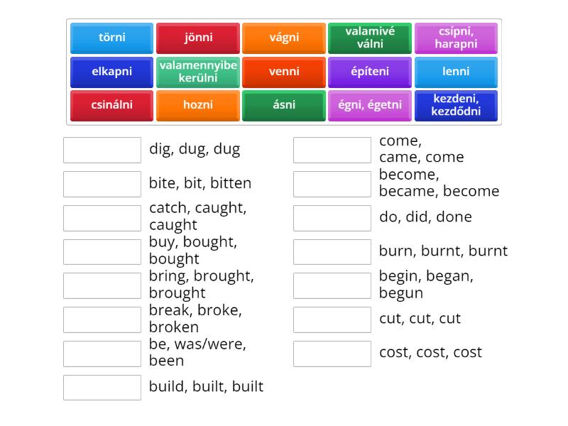 Irregular verbs (be-do) - Match up
