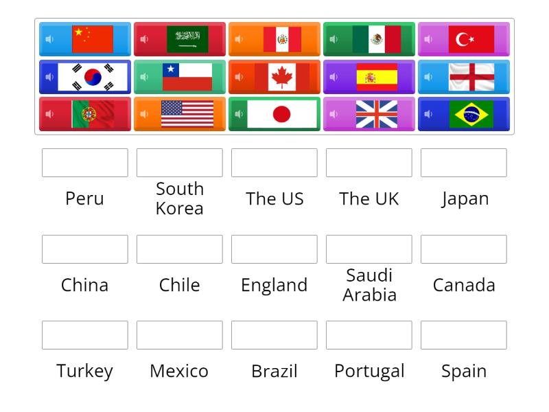 Match the flags and countries - Match up