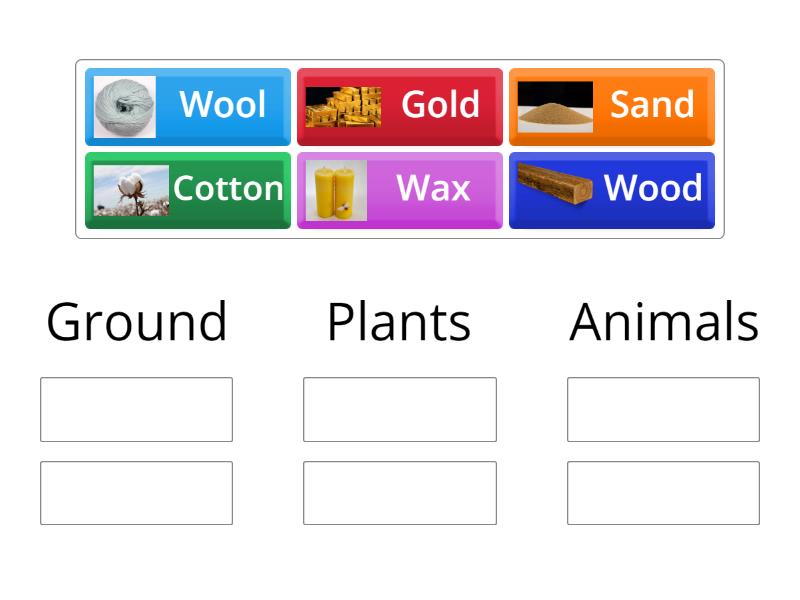 Where do materials come from ? - Group sort