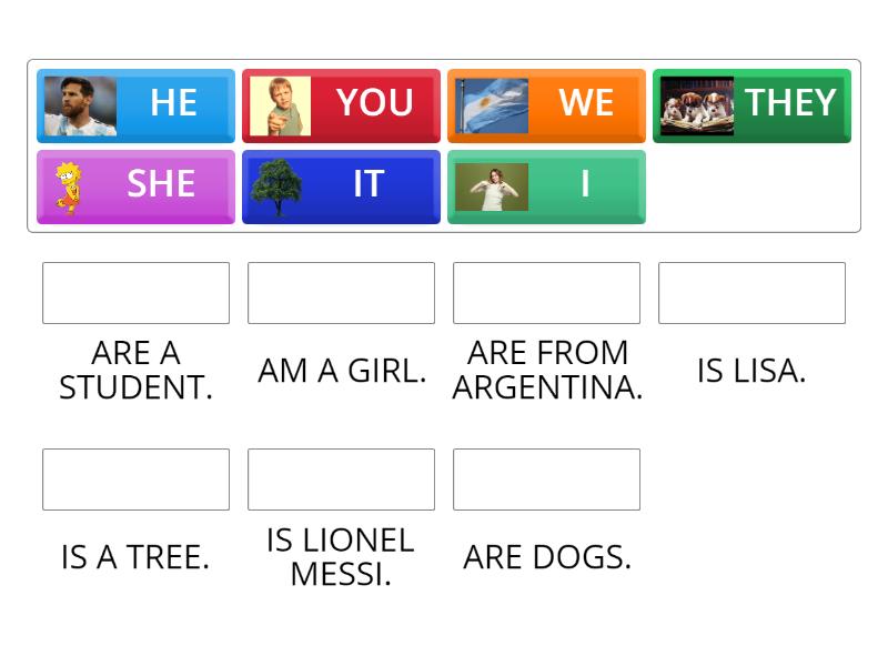 Personal pronouns + verb to be - Match up