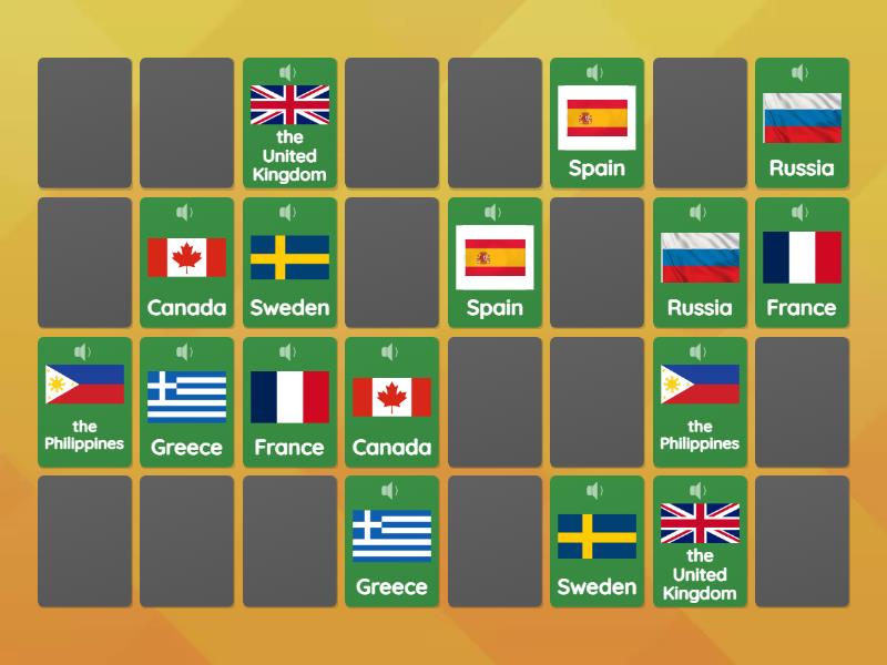 Countries and Flags - Matching pairs