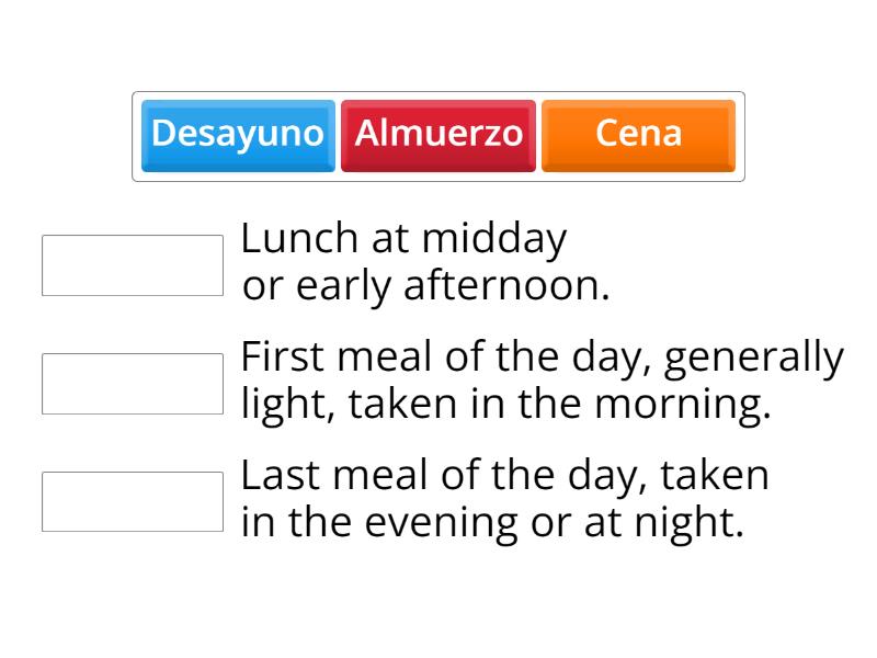 Las tres comidas del día - Match up