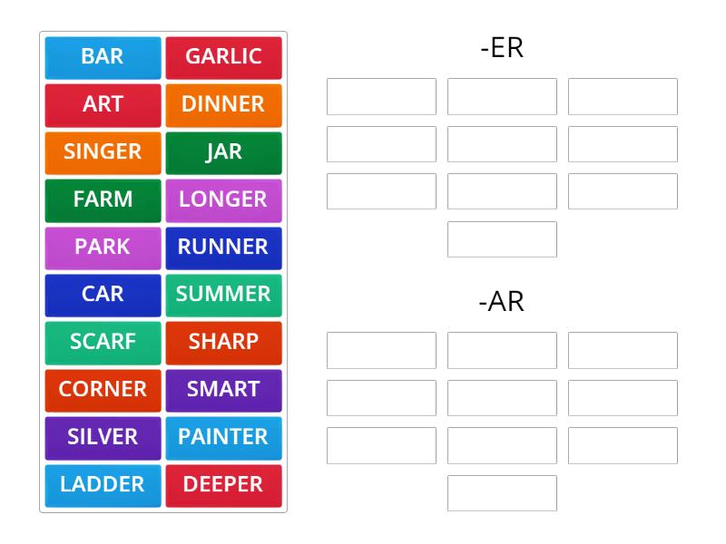 -ER AND -AR SORTING - Group sort