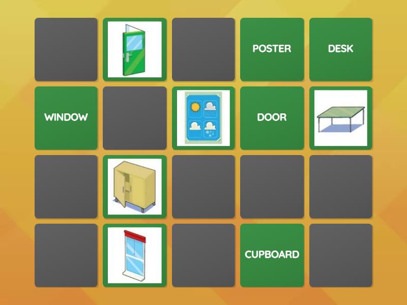 UNIT 1 - CLASSROOM OBJECTS - Matching pairs